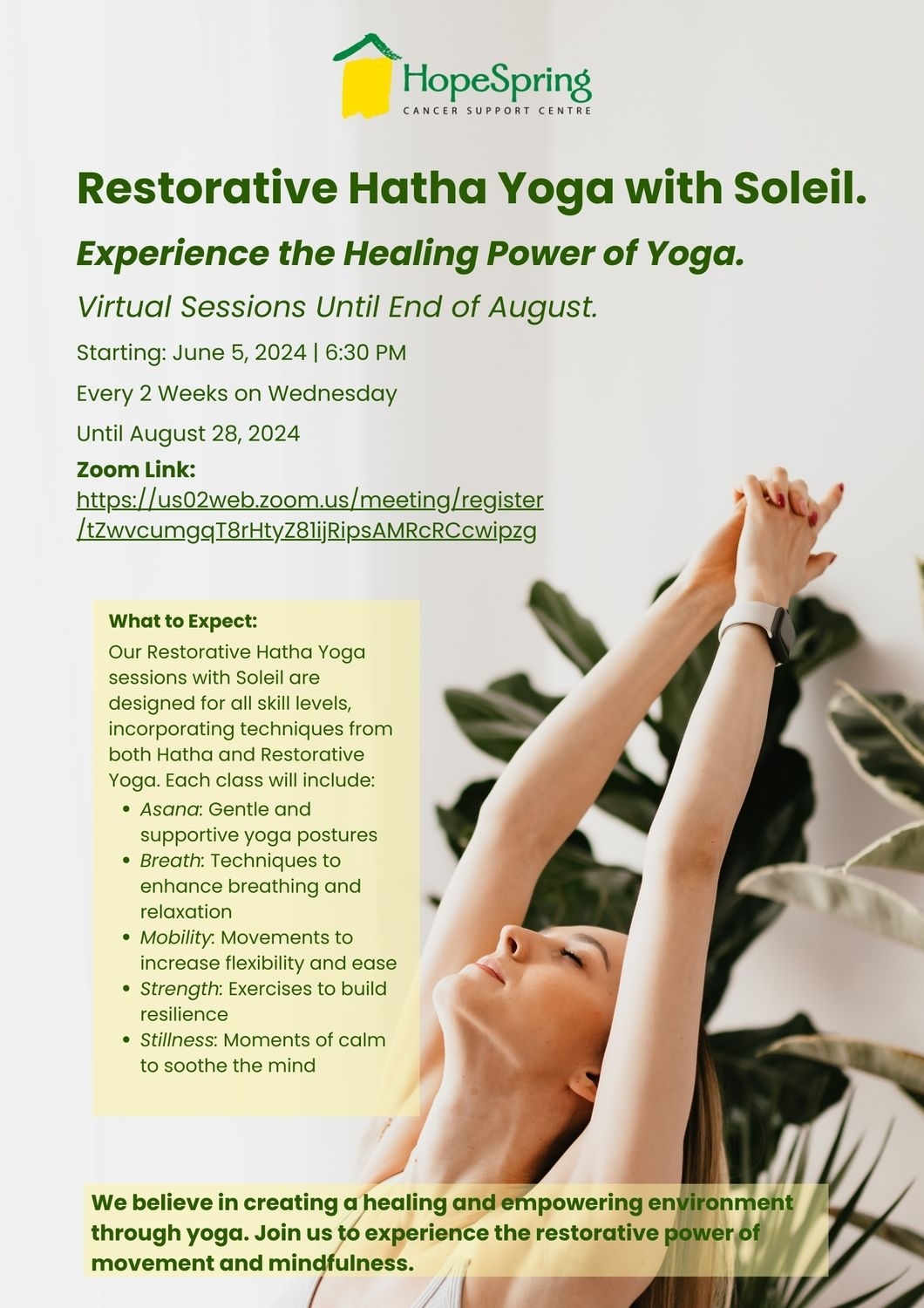Restorative Yoga with Soleil - HopeSpring Cancer Support Centre